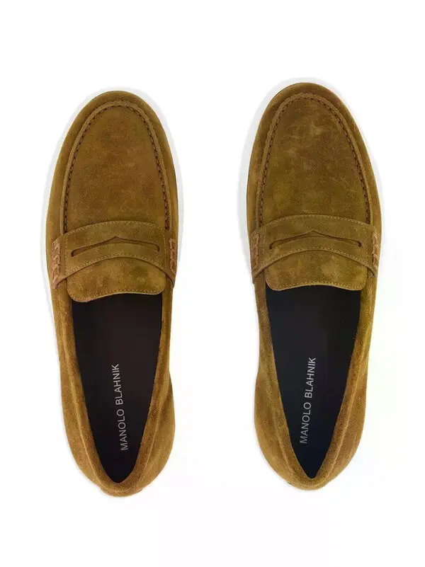 Manolo Blahnik Penny Suede Loafers - Brown