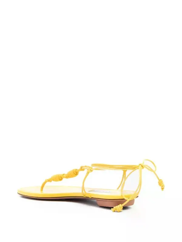 AQUAZZURA Oaxaca Knotted Leather Sandals - Yellow