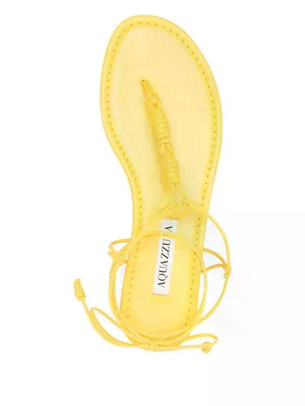 AQUAZZURA Oaxaca Knotted Leather Sandals - Yellow