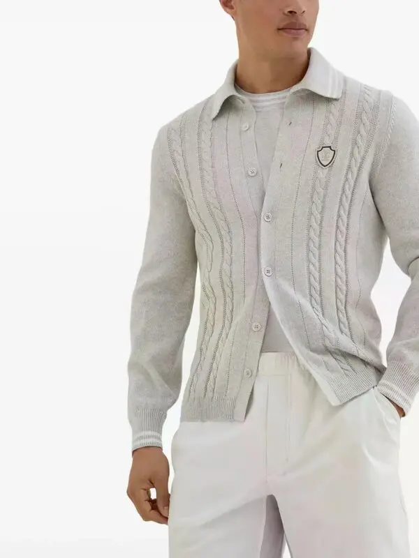 Brunello Cucinelli Cable-knit Cardigan - Grey