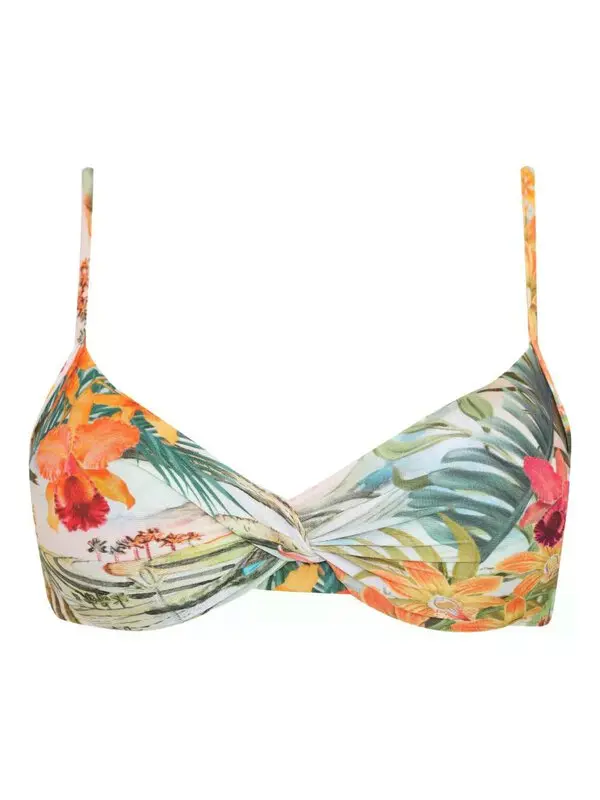 LYGIA & NANNY Twist-front Floral Bikini Top - White