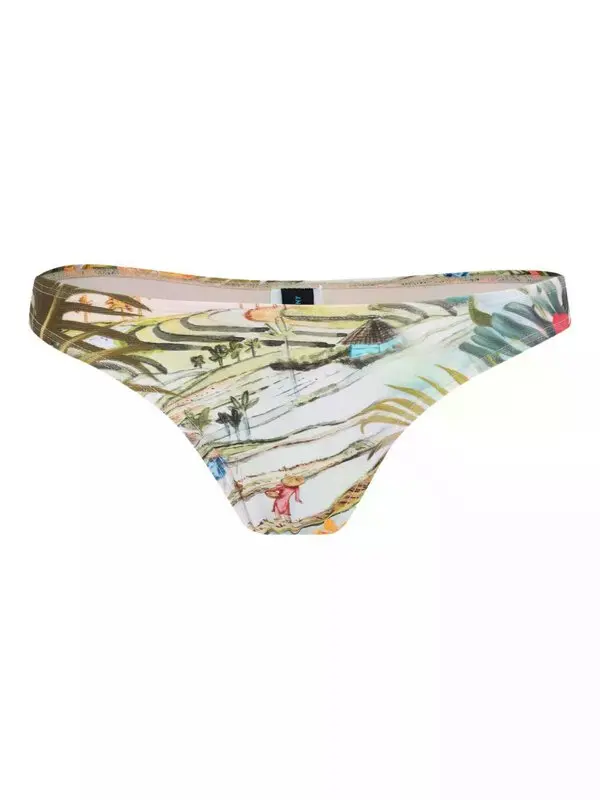 LYGIA & NANNY Tropical-print Bikini Bottom - White