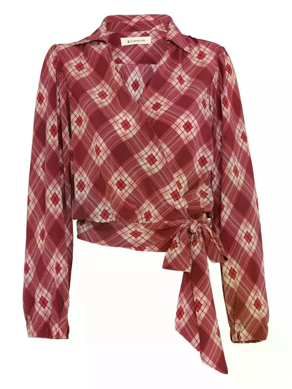 LETHICIA BRONSTEIN Checked Wrap-tie Top