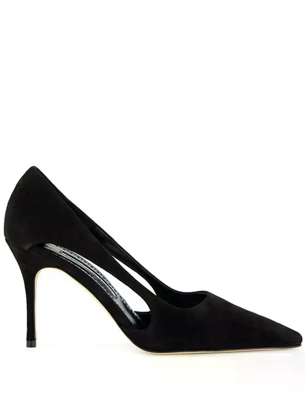 Manolo Blahnik 90mm Cut-out Suede Pumps