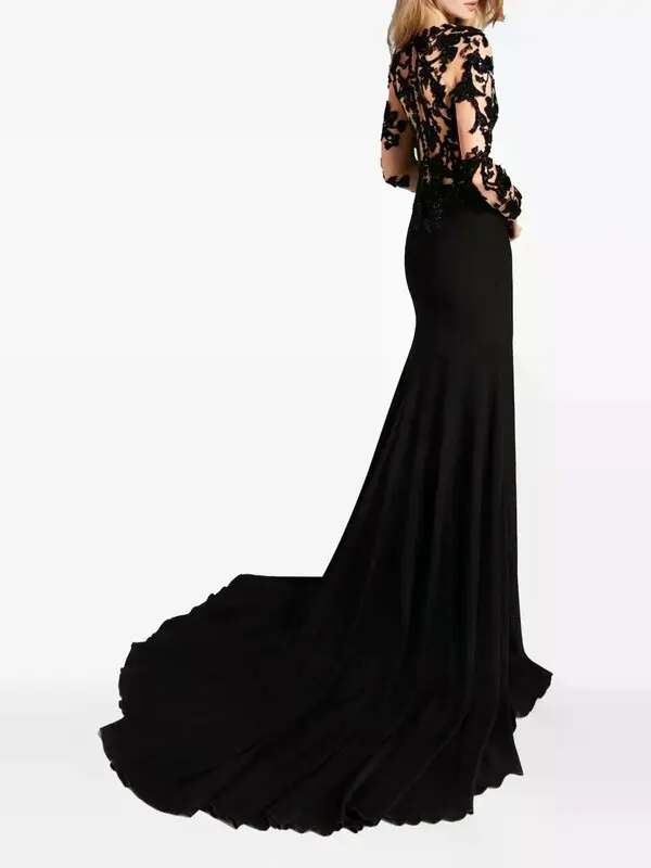Pronovias Party Edit Lace-Embellished Split Gown In Black - 36% Off |  Editorialist