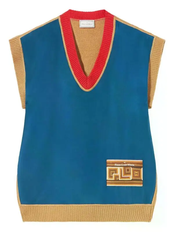 PIERRE-LOUIS MASCIA Logo-patch Sweater Vest - Blue