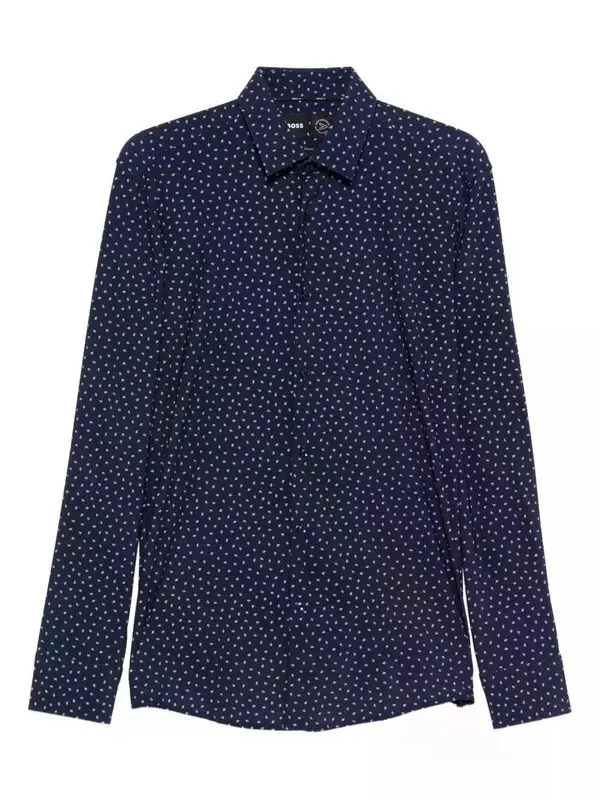 BOSS Long-sleeved Patterned Shirt - Blue