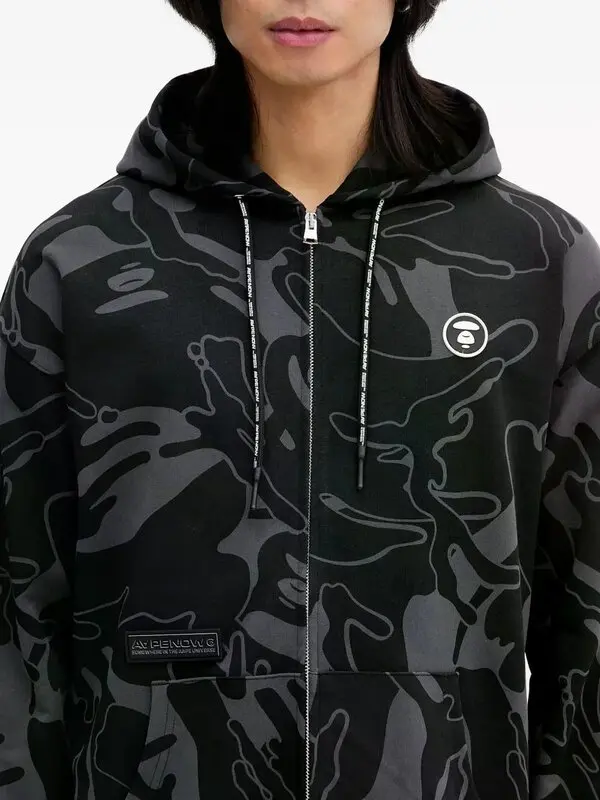 Aape By *A Bathing Ape® Printed Zip-Up Hoodie In Black - 10% Off