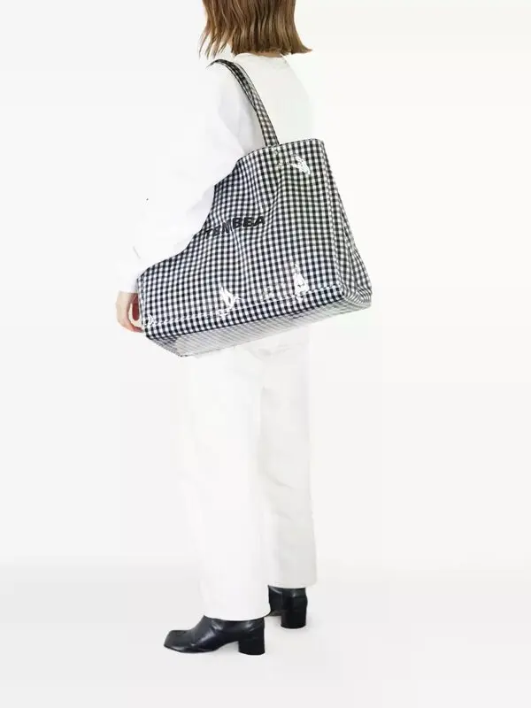 TEMBEA Gingham Coated Canvas Shoulder Bag