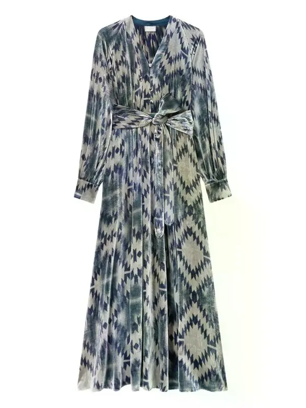 Pierre-Louis Mascia Velvet Patterned Belted Dress In Grey - 54% Off |  Editorialist