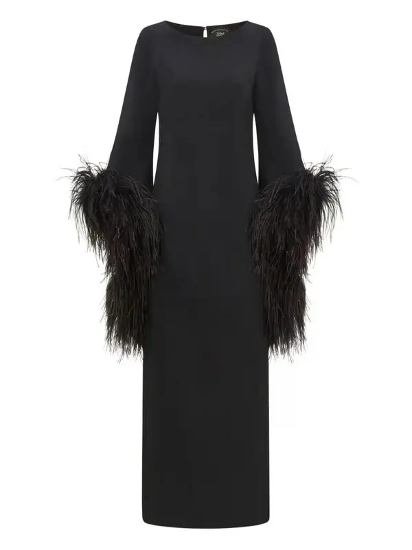 TALLER MARMO Del Lago Feather-embellished Midi Dress - Black
