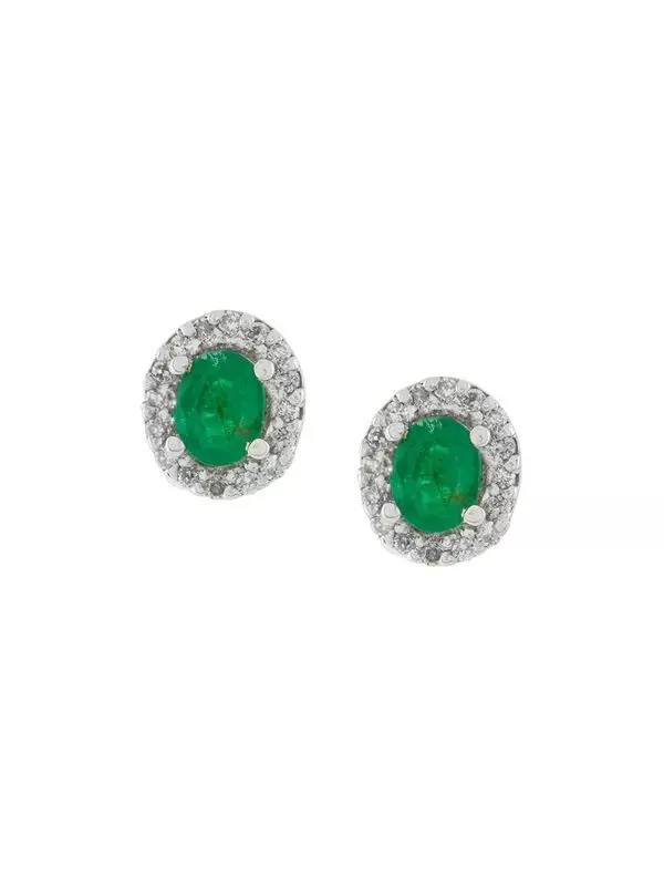 WOUTERS & HENDRIX 18kt Gold Diamond And Emerald Stud Earrings - Metallic