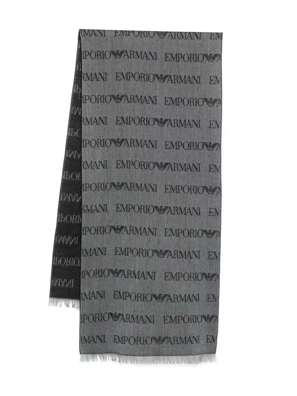 Emporio Armani Logo-jacquard Scarf - Black