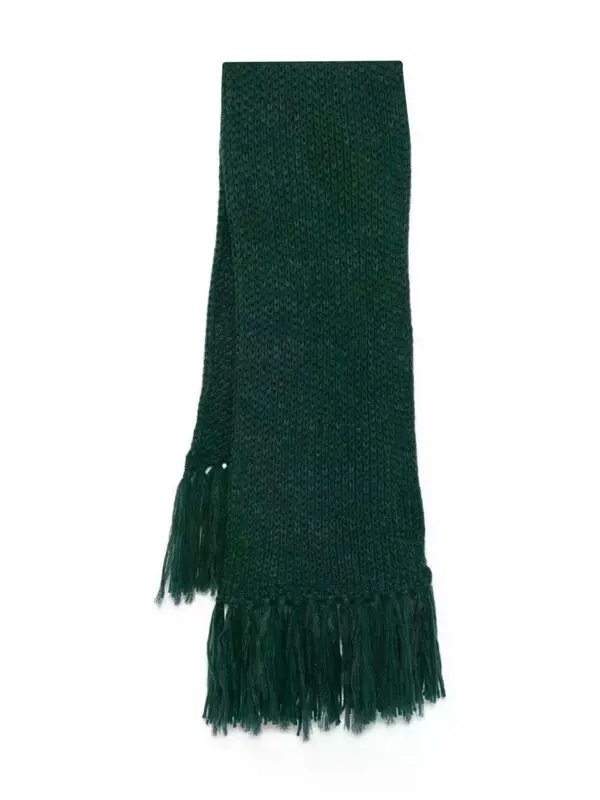 Ermanno Scervino Ribbed Fringed Scarf - Green