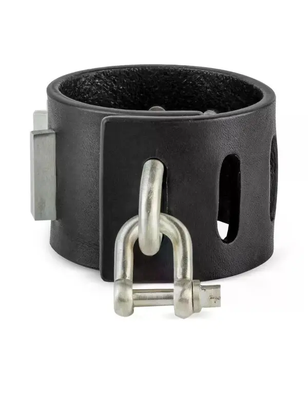 PARTS OF FOUR Sterling Silver Restraint Leather Bracelet - Black