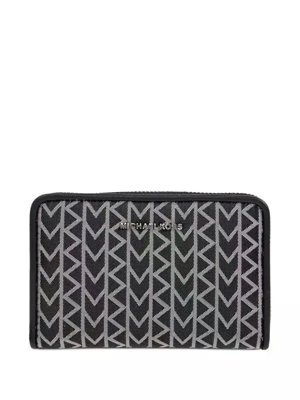 Michael Kors Chevron-pattern Zip-around Wallet - Black