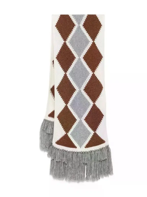 Ermanno Scervino Diamond-pattern Fringed Scarf - Neutrals