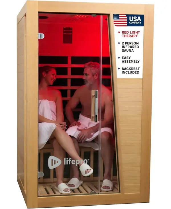 LIFEPRO Rejuvacure Duet 2-person Wooden Far Infrared Home Sauna With Chromotherapy - Brown