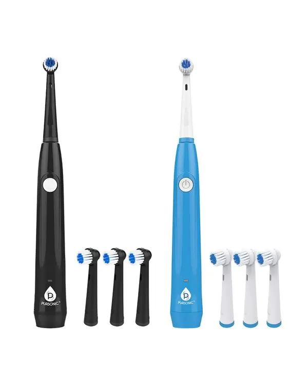 PURSONIC Him's And Her's Usb Rechargeable Rotary Toothbrush Bundle Â & White Set With 6 Brush Heads And Uv Sanitizer Design - Black
