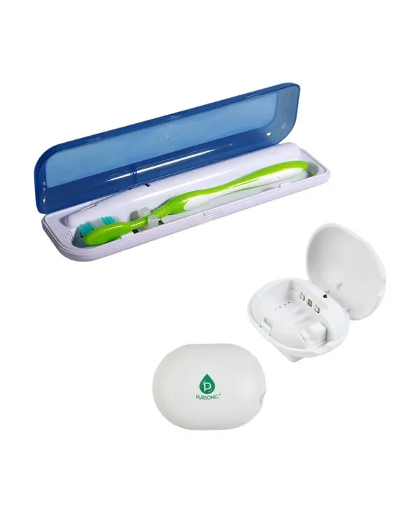 PURSONIC Uv Toothbrush Sanitizer & Portable Toothbrush Sterilizer Bundle Â Dual Protection For A Cleaner Smile Anywhere - White