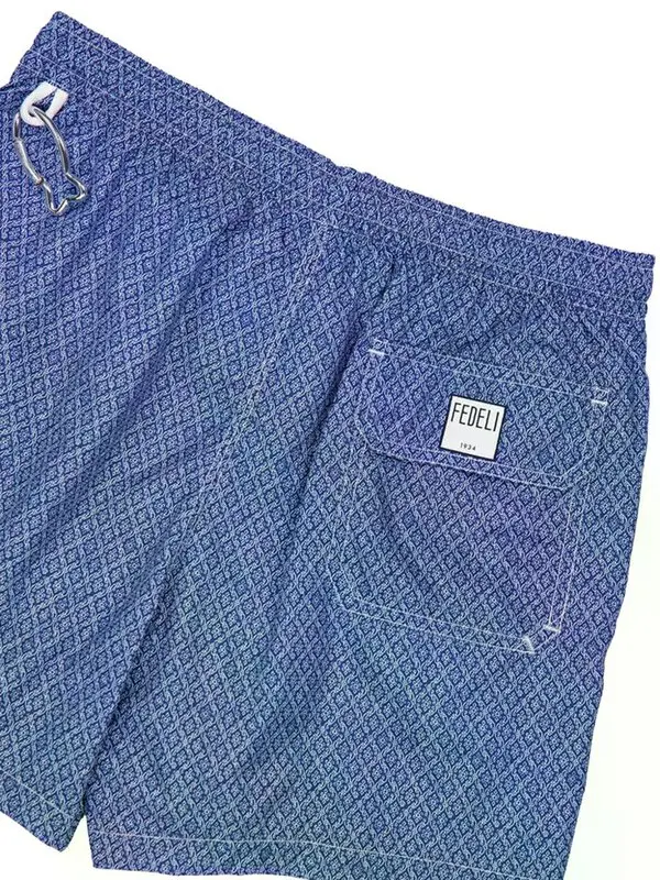 Fedeli Diamond Weave Swim Shorts - Blue