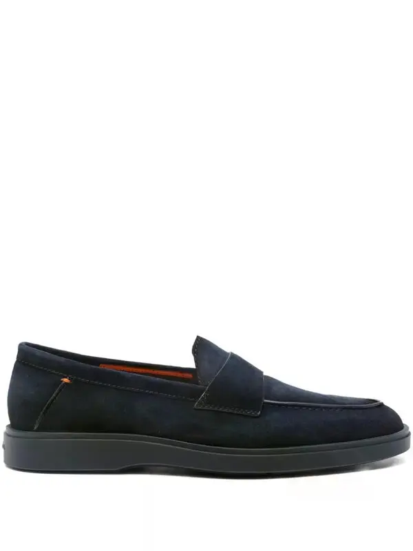 Santoni Suede Penny Loafers