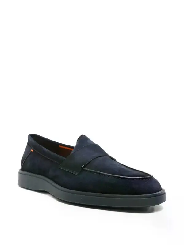 Santoni Suede Penny Loafers