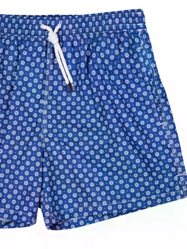 Fedeli Flower-pattern Swim Trunks - Blue