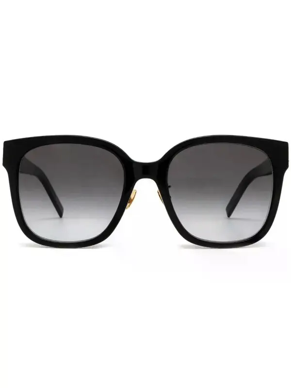 Saint Laurent Oversized Sunglasses With Gold-tone Logo Plaque - Black