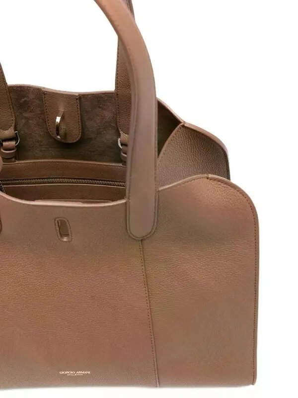Giorgio Armani Grained Leather Tote Bag - Brown
