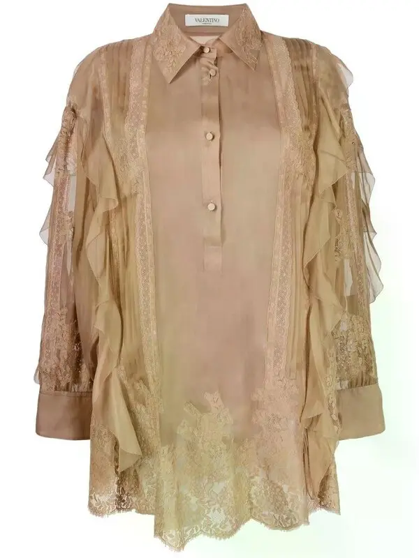 Valentino Garavani Ruffle-trim Silk Blouse