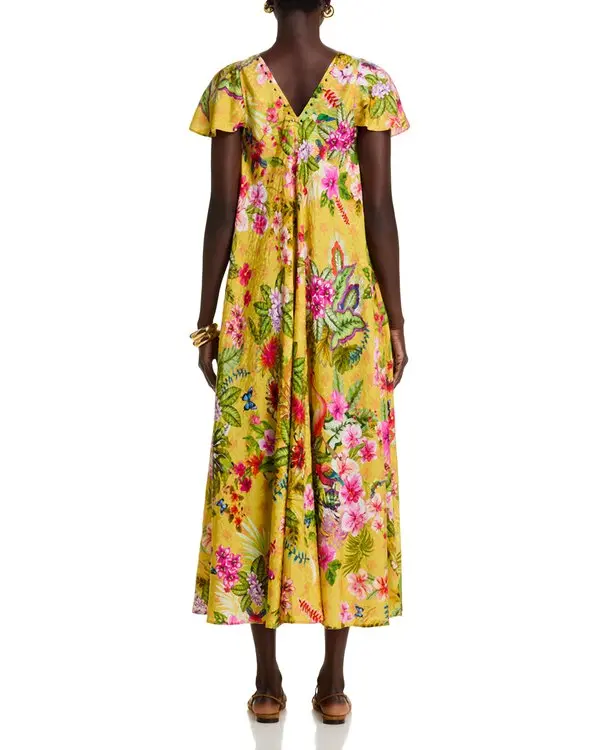 Johnny Was Eva Flutter Sleeve Midi Dress