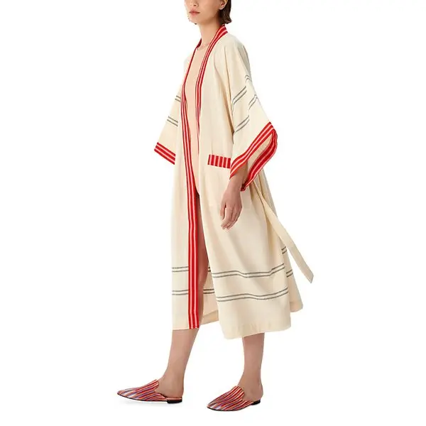 KUTNIA Peshtemal Kimono With Kutnu Trim - Pink