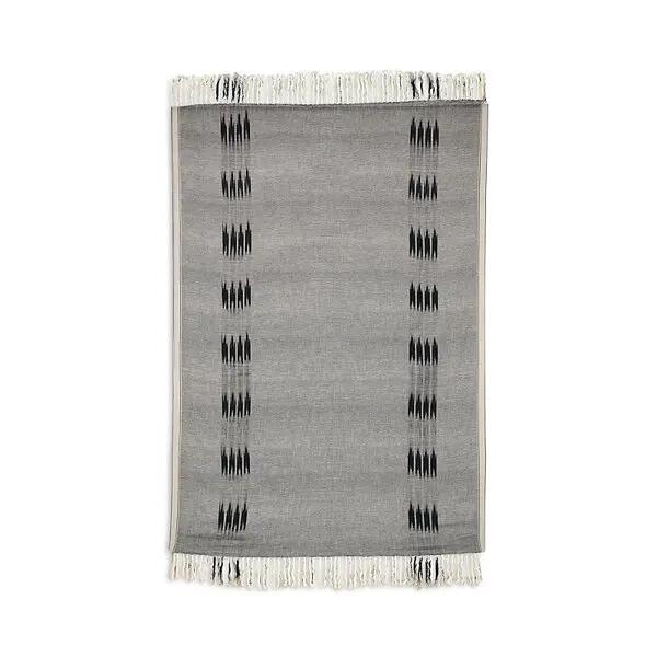 KUTNIA Peshtemal Cotton Ikat Throw Blanket - Charcoal/black Ikat