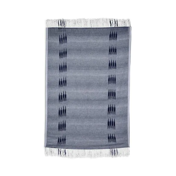 KUTNIA Peshtemal Cotton Ikat Throw Blanket - Navy