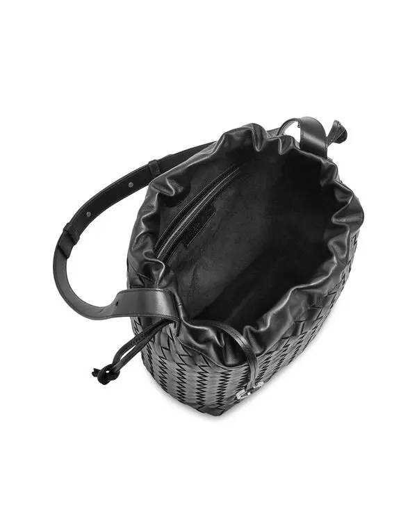 Bottega Veneta Avenue Intrecciato Leather Shoulder Bag - Nero/nero