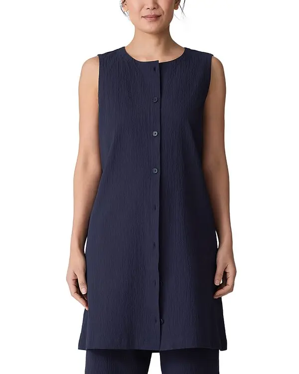 Eileen Fisher Cotton Pucker Back Tie Vest