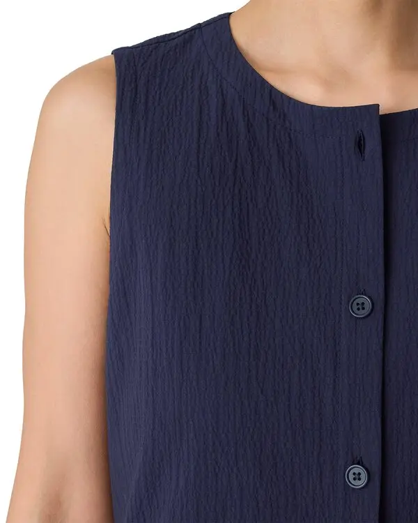 Eileen Fisher Cotton Pucker Back Tie Vest