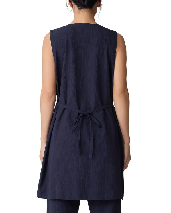 Eileen Fisher Cotton Pucker Back Tie Vest