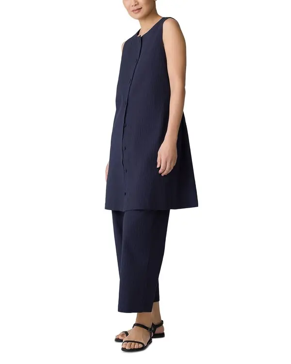 Eileen Fisher Cotton Pucker Back Tie Vest
