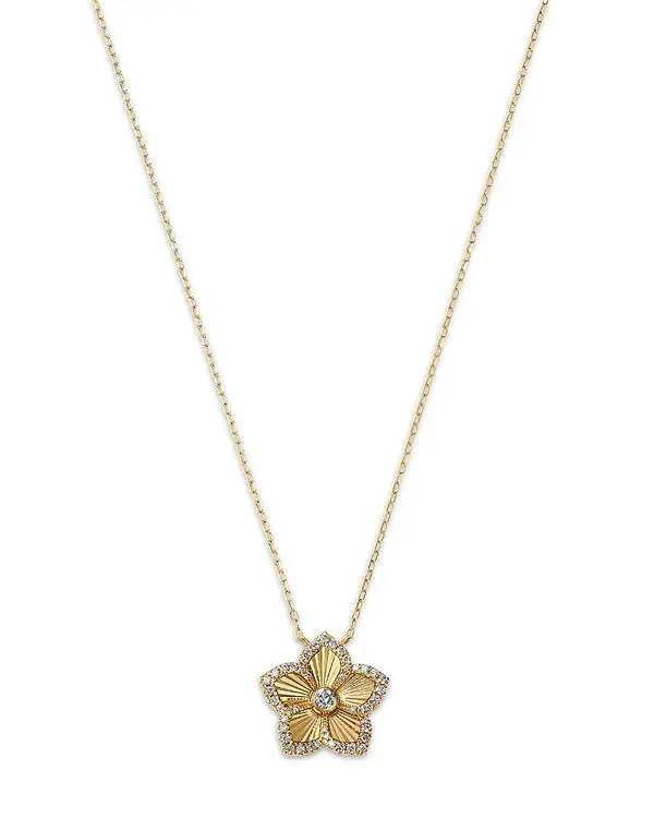 Bloomingdale'S Diamond Flower Pendant Necklace - Gold