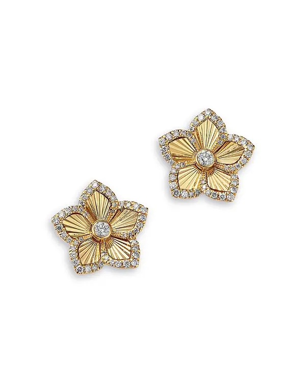 Bloomingdale'S Diamond Flower Stud Earrings 0.45 Tcw - Gold