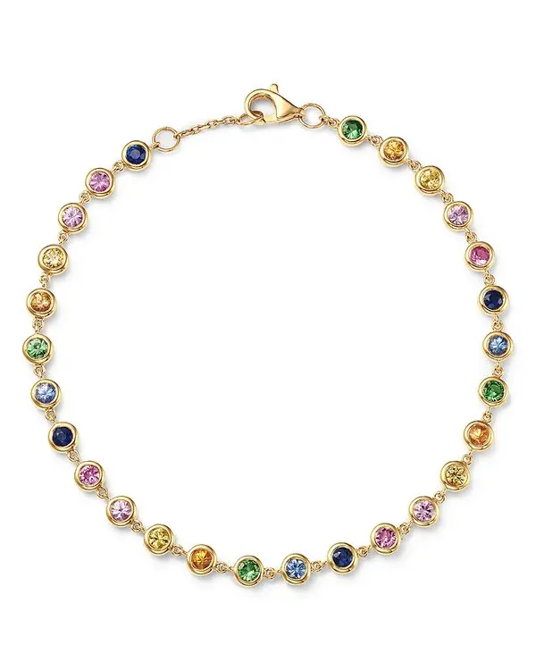 Bloomingdale'S Rainbow Sapphire Bezel Link Bracelet - Gold