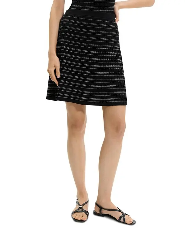 Theory Ribbed Stripe Mini Skirt - Black White