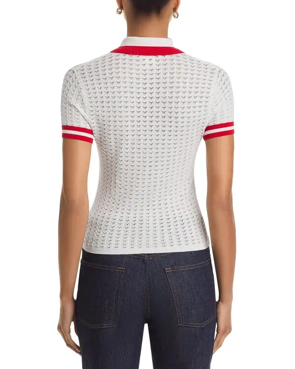 Alice + Olivia Martha Pointelle Polo Sweater