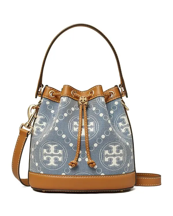 Tory Burch T Monogram Jacquard Bucket Bag - Denim Multi/gold