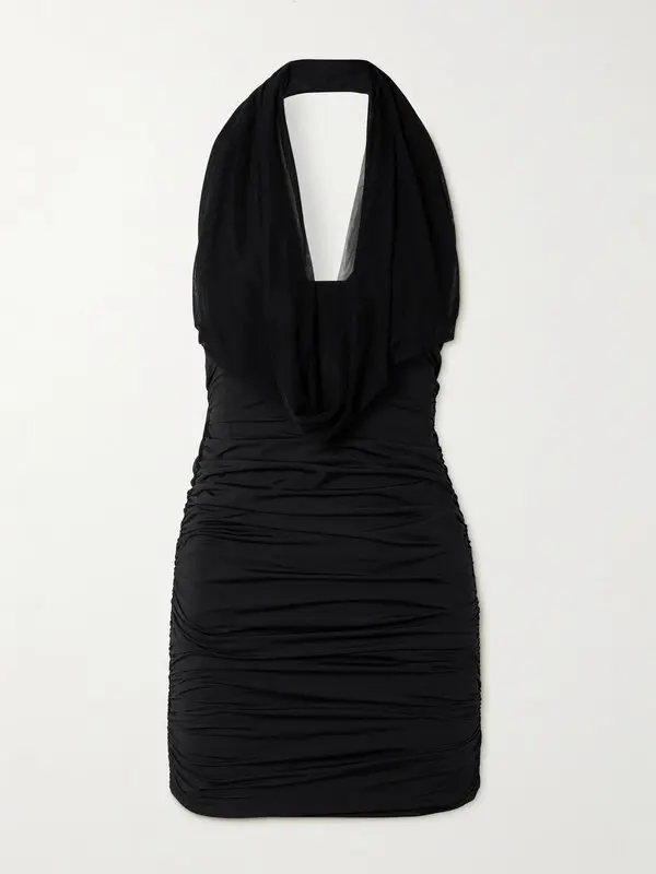 MAYGEL CORONEL Taglio Asymmetrical Draped Stretch-jersey Mini Dress