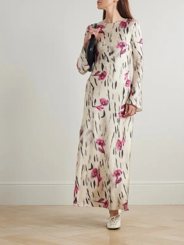 GANNI Open-back Floral-print Maxi Dress