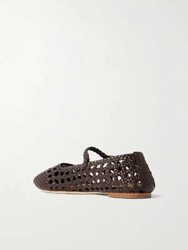 Staud Nell Woven Leather Mary Jane Ballet Flats - Brown