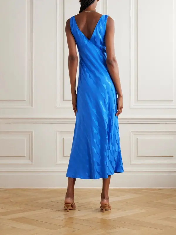 Rixo Sandrine Satin-jacquard Midi Dress
